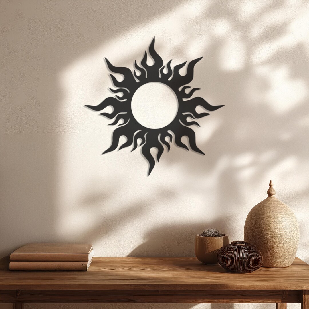 Flame Sun Metal Wall Art, Geometric Sculpture - Etsy