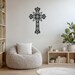 Floral Scroll Cross Metal Wall Art – Elegant Christian Wall Decor for ...