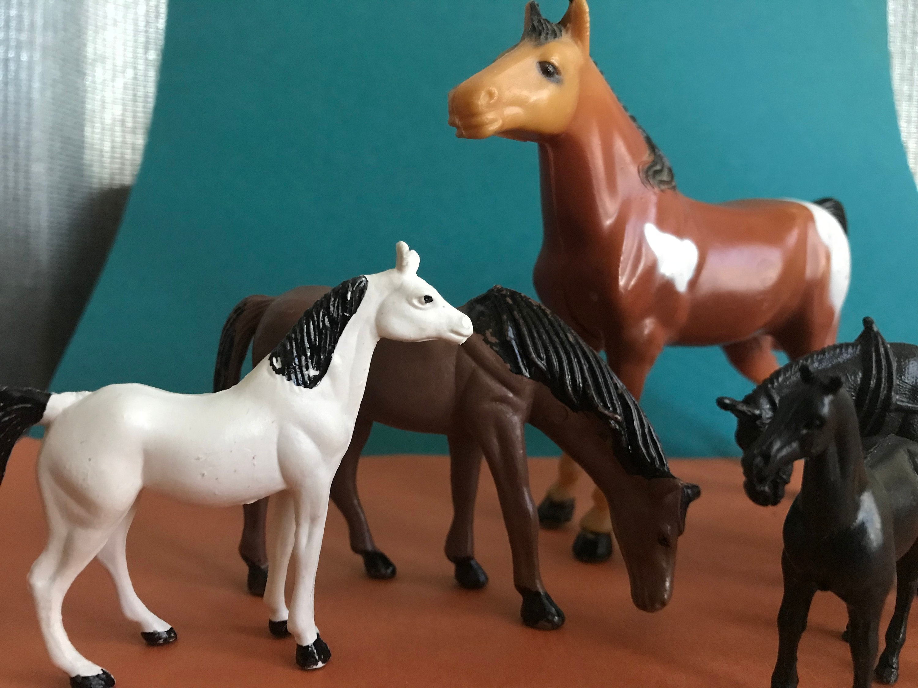 Vintage Mid Century Toy Ponies Horses Miniature Plastic & Rubber White ...