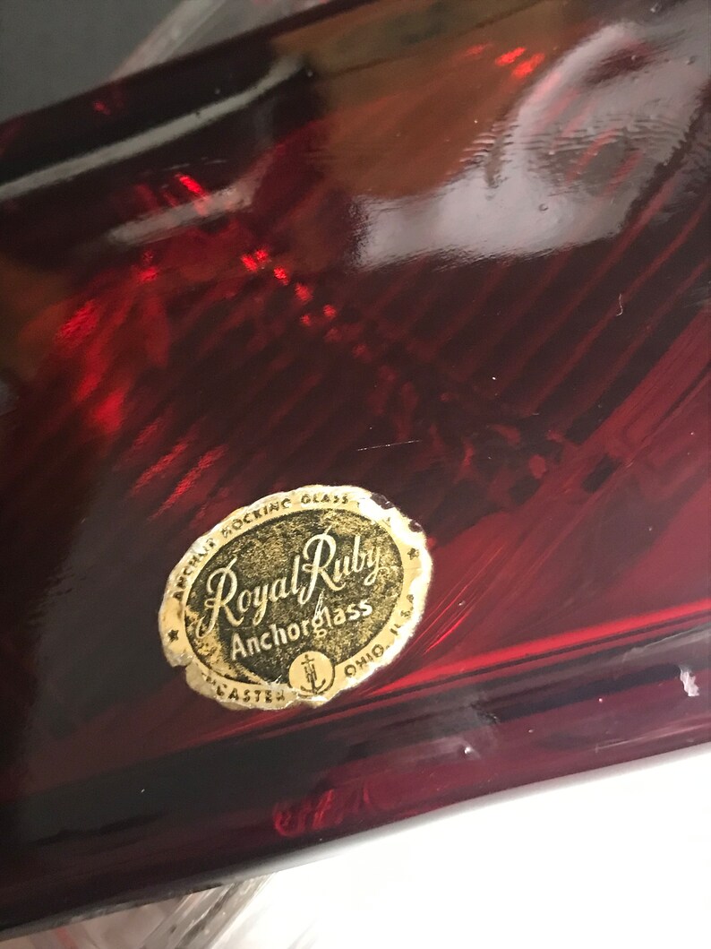 SALE Vintage Red Covered Glass Playing Card Box in Royal Ruby by Anchor ...