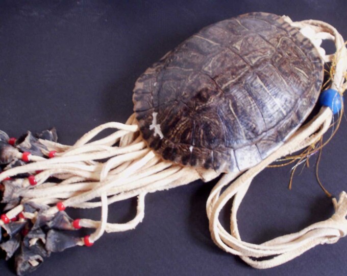 Native American Indian Turtle Bag Pouch Smoked Buckskin Fringed White ...