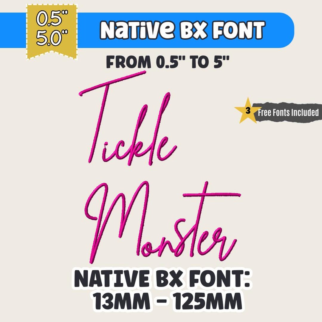 Tickle Monster BX Embroidery Font Native BX Embrilliance Elegant ...