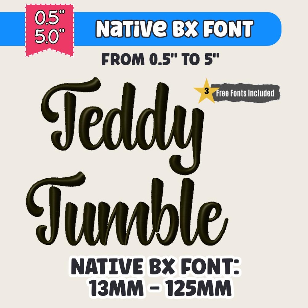 Teddy Tumble BX Embroidery Font Native BX Embrilliance Elegant Vintage ...