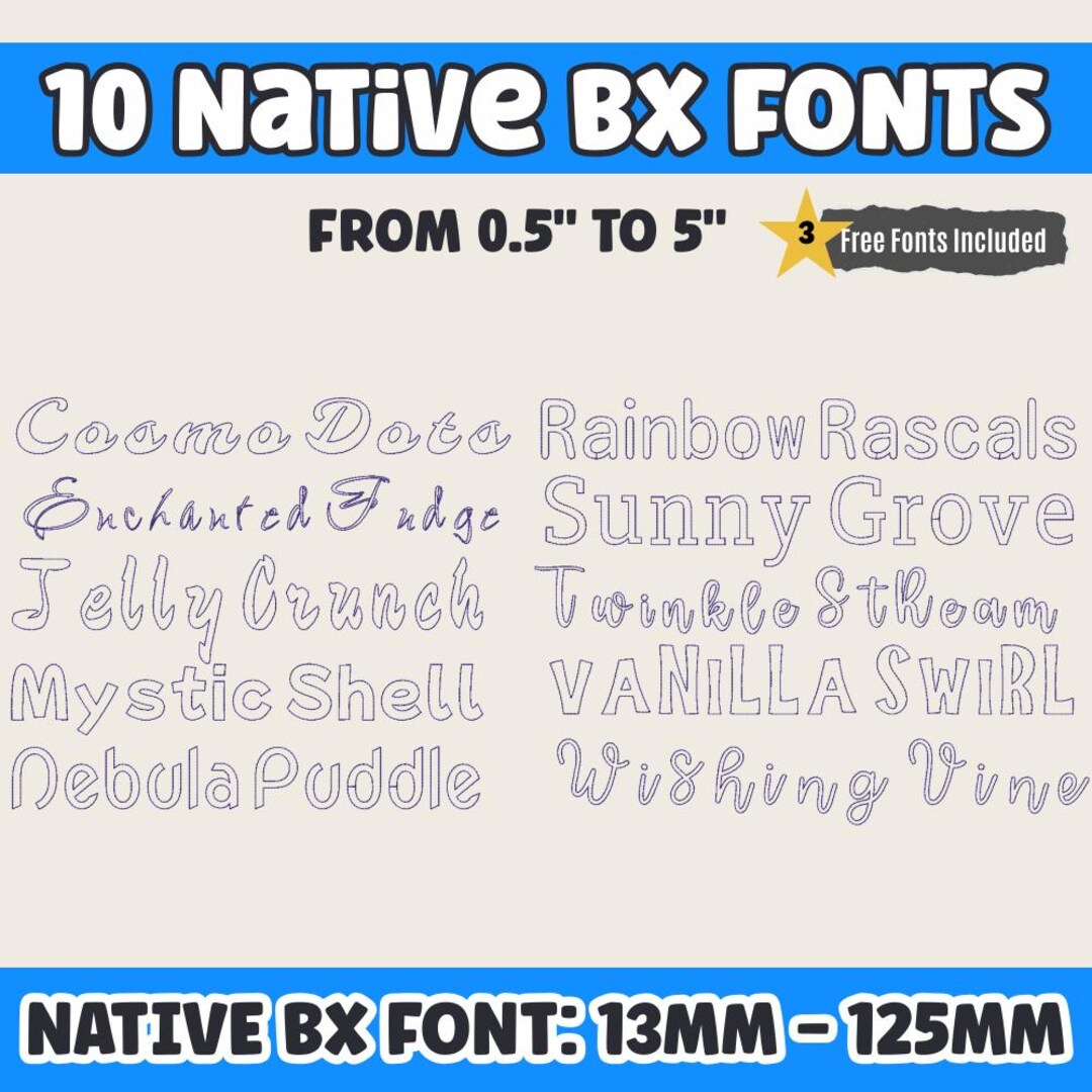 10 Font Set BX Embroidery Font Native BX Embrilliance Elegant Vintage ...