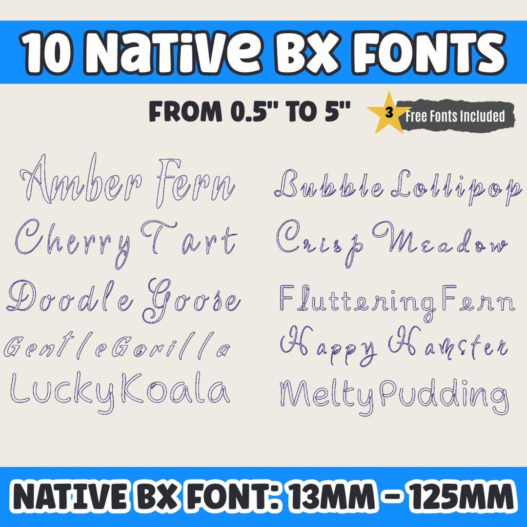 10 Font Set 1 BX Embroidery Font Native BX Embrilliance Elegant Vintage ...