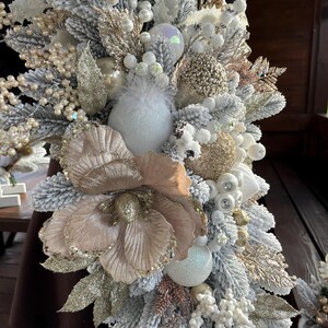 Beige Christmas Garland – Frosted Winter Mantel or Table Decor - Etsy