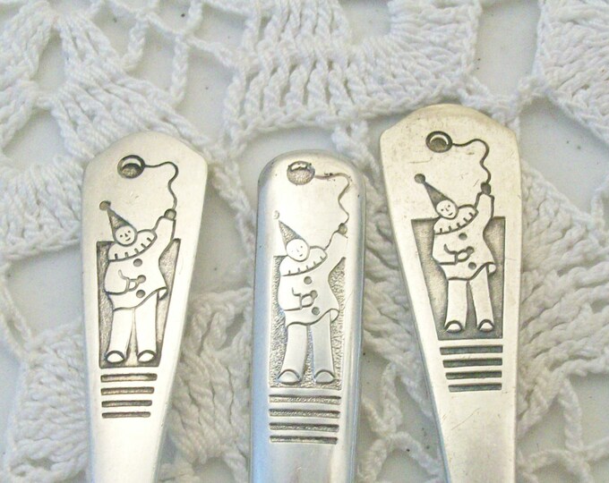 3 Imperial Silver Clown Youth Spoon Fork Knife Child Set Balloons ...