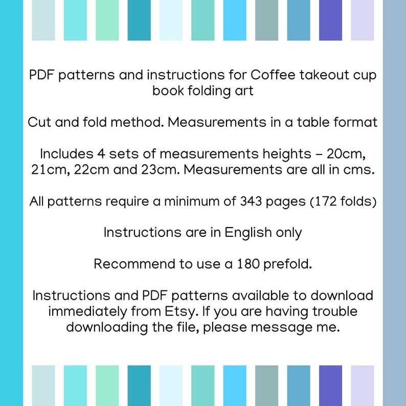 Pattern Only - Coffee Cup Book Fold - Cut and Fold, Book Folding ...