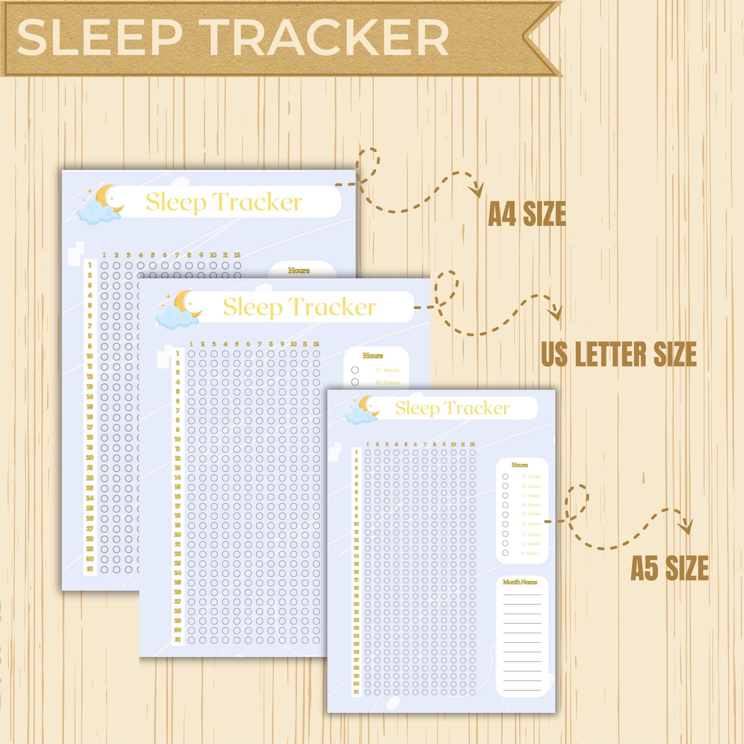 Printable Monthly Sleep Tracker: Wellness Planner, Self-care Log (PDF ...