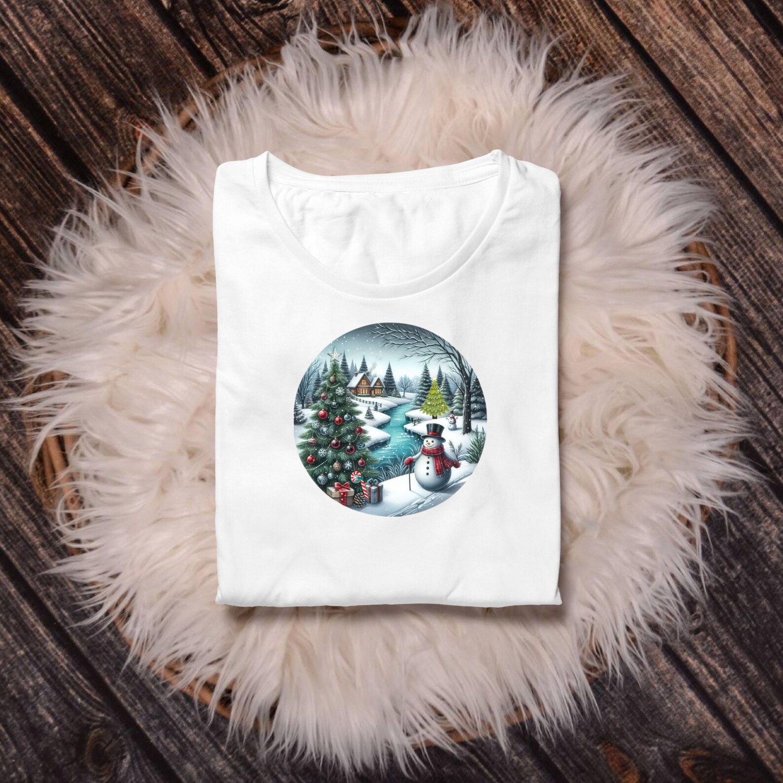 Christmas Round PNG SVG Bundle | Winter Scene Art - Etsy