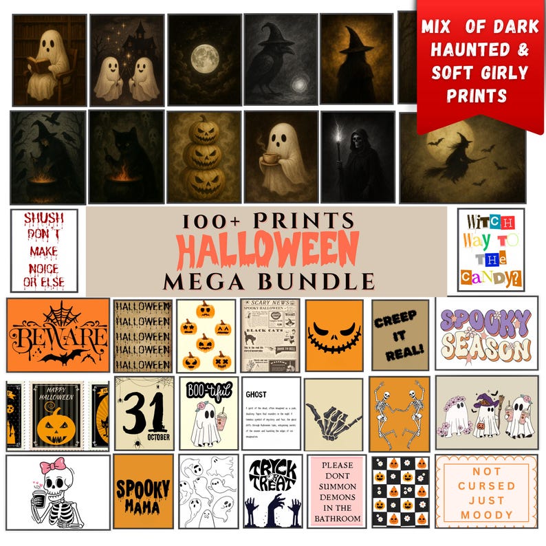 Halloween Mega Bundle Prints, 100+ Prints, Spooky Fall Decor, Halloween ...