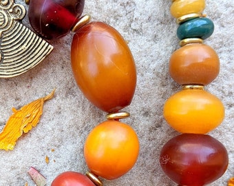 African Copal & Brass Beads - Etsy