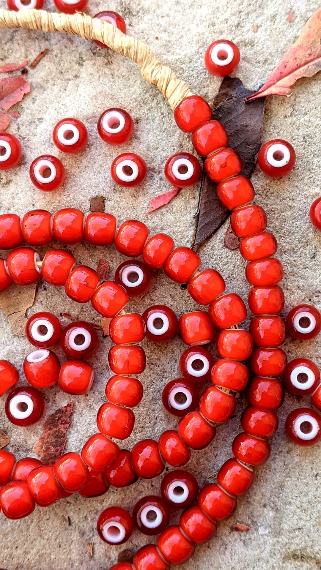 African Red 'white Heart' Beads - Etsy