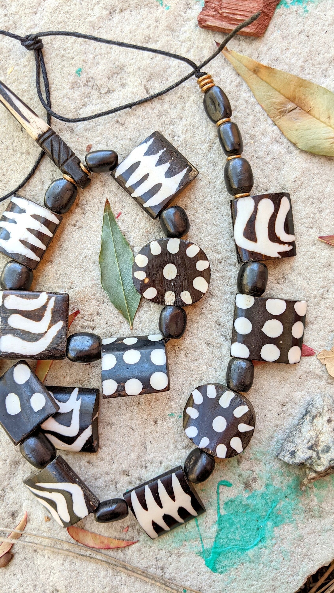 African Batik Bone Beads - Etsy