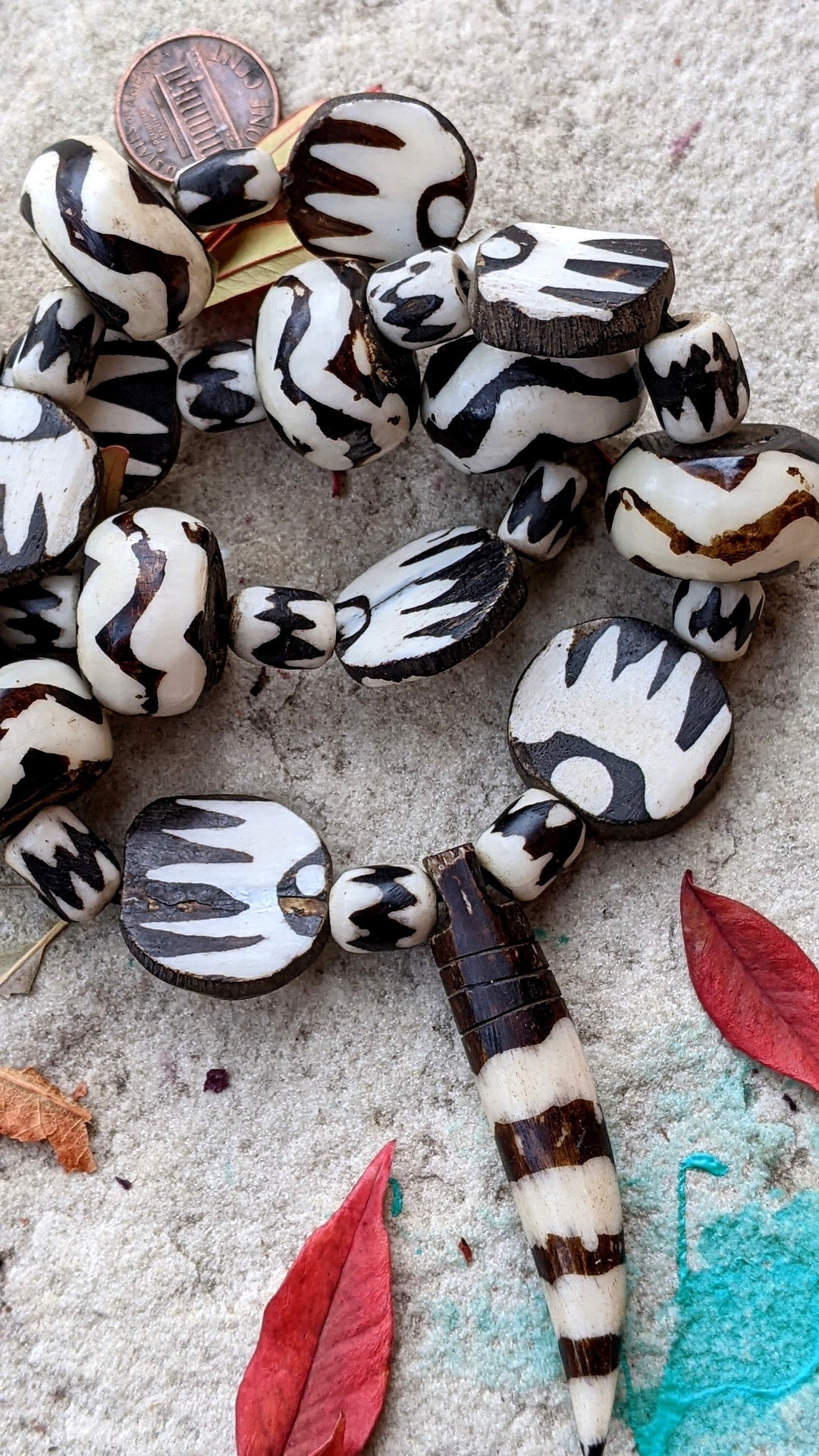 African Batik Bone Beads - Etsy