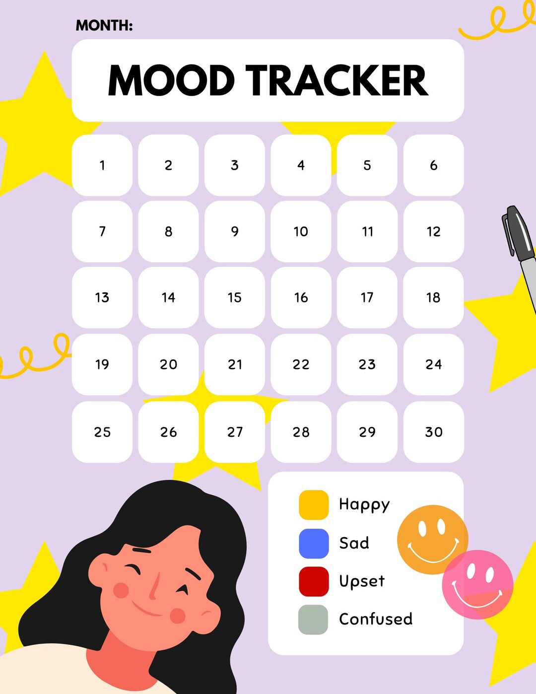 30 Day Mood Tracker - Etsy