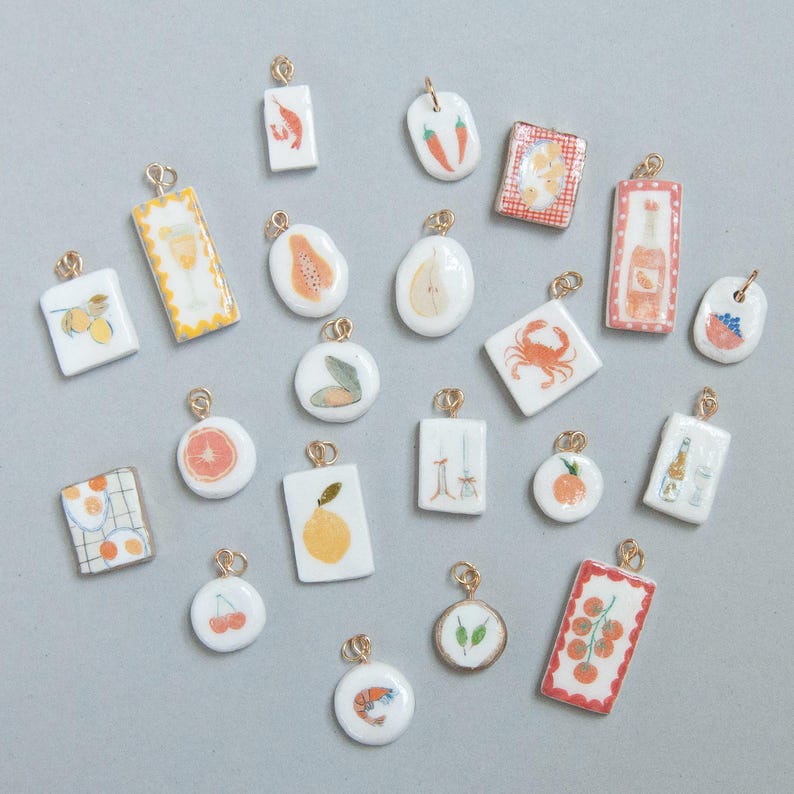 Handmade Ceramic Food Charms: Gold-plated Vintage Picnic Jewelry - Etsy