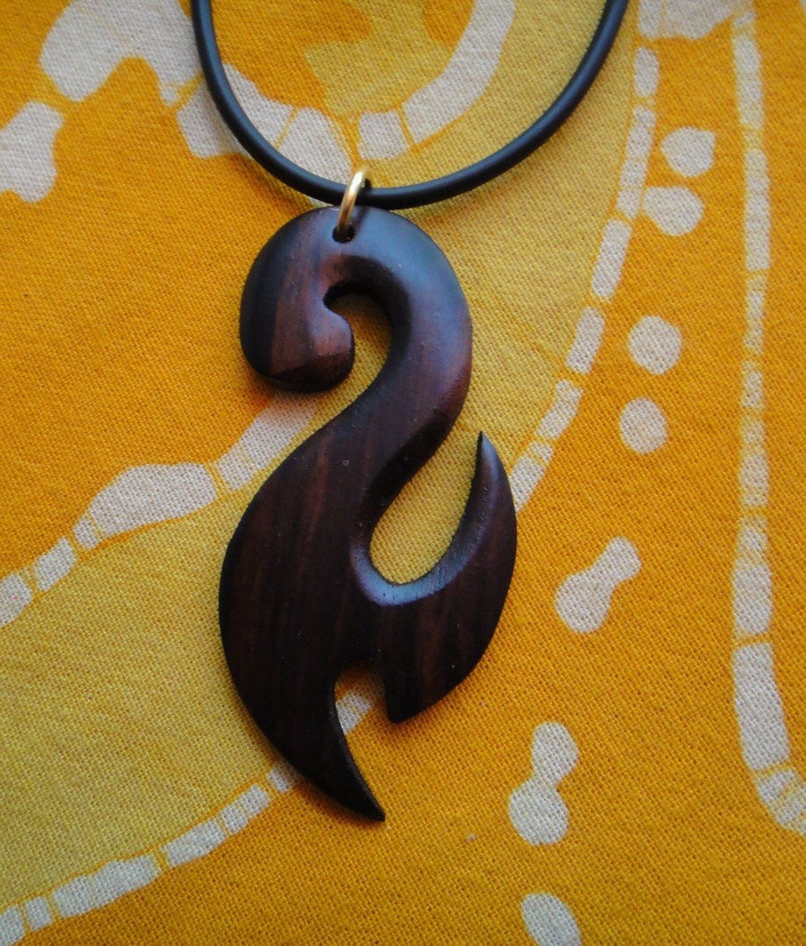 Wood Fish Hook Tribal Pendant Necklace Maori Symbol - Etsy