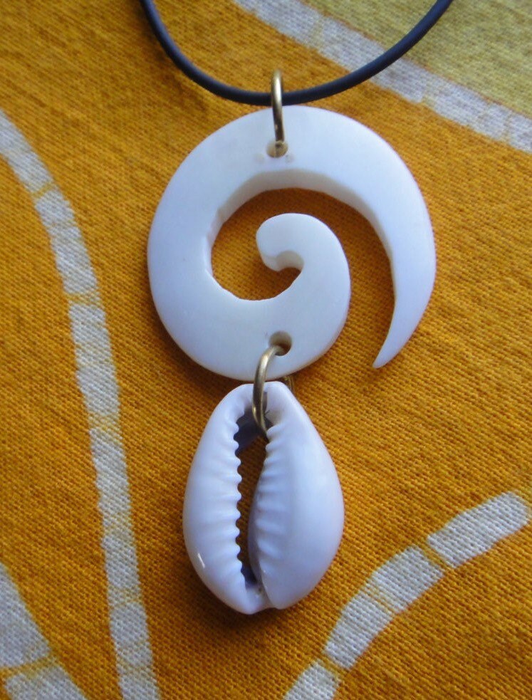 Tribal Koru Spiral Cowrie Shell Charm Pendant Necklace - Etsy
