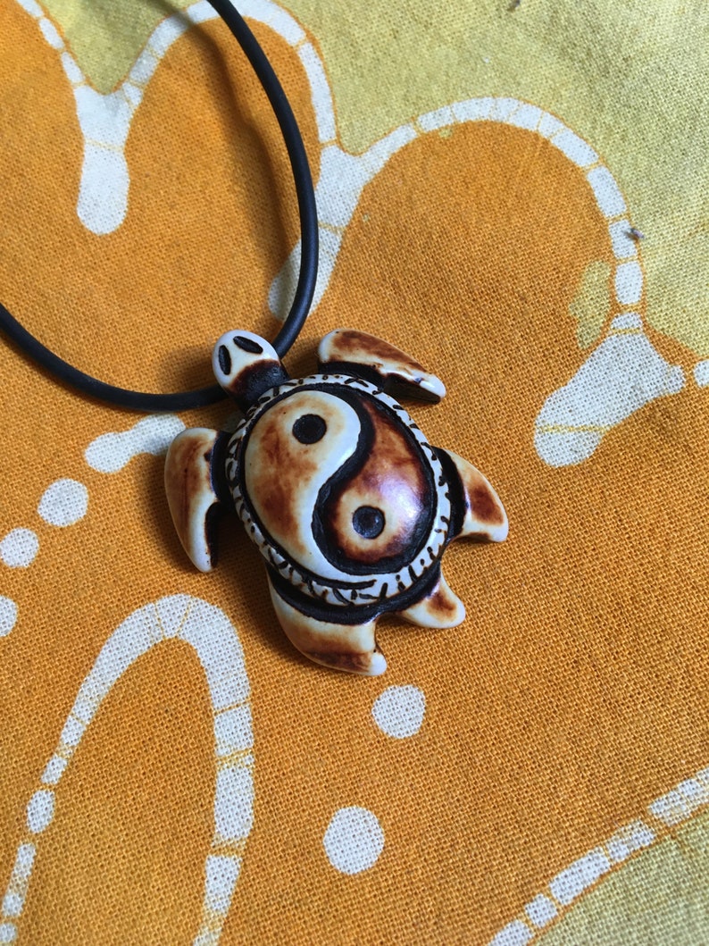 Carved Sea Turtle Yin Yang Pendant Necklace - Etsy