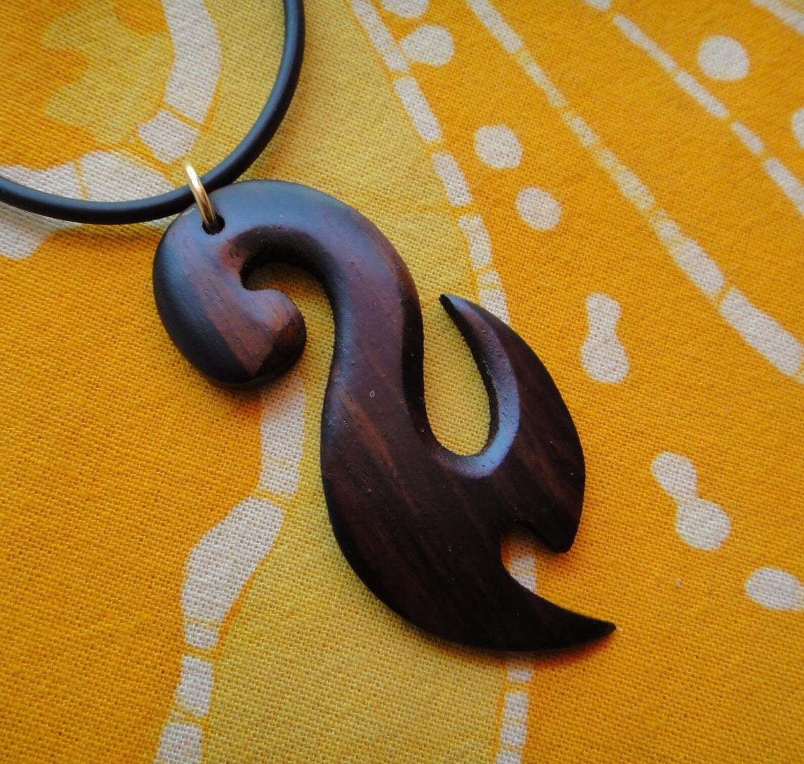 Wood Fish Hook Tribal Pendant Necklace Maori Symbol - Etsy