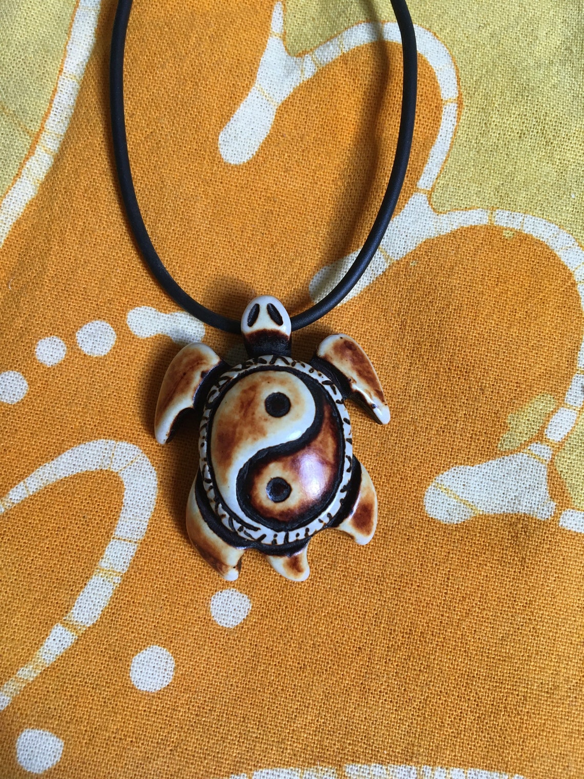 Carved Sea Turtle Yin Yang Pendant Necklace - Etsy