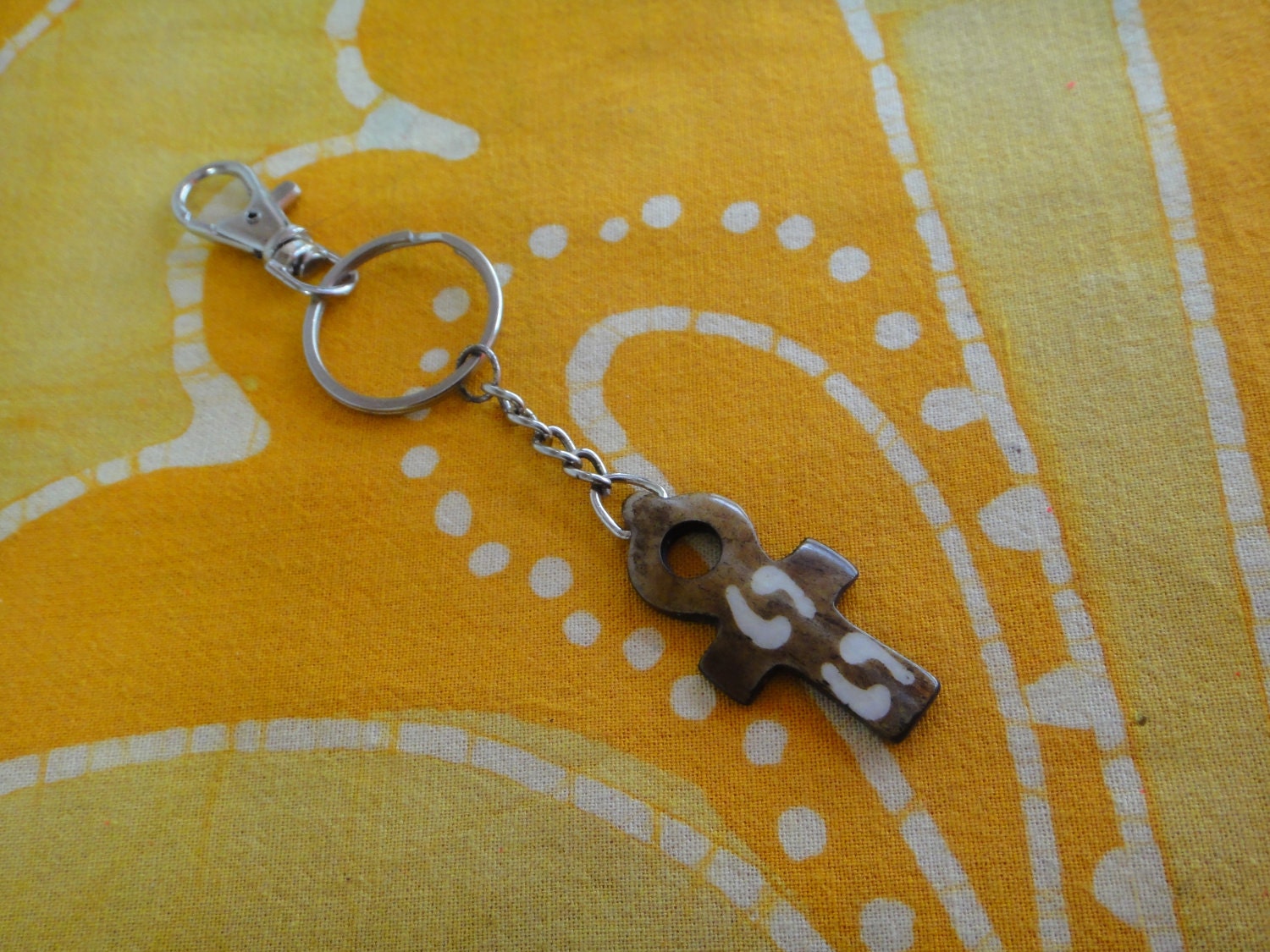 African Batik Bone Ankh Ancient Egyptian Keychain - Etsy