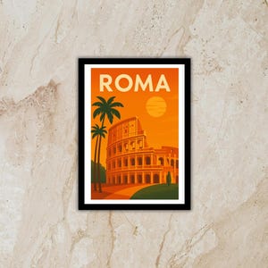 Roma Travel Poster – Vintage Style Wall Art – Flat Design City Print ...