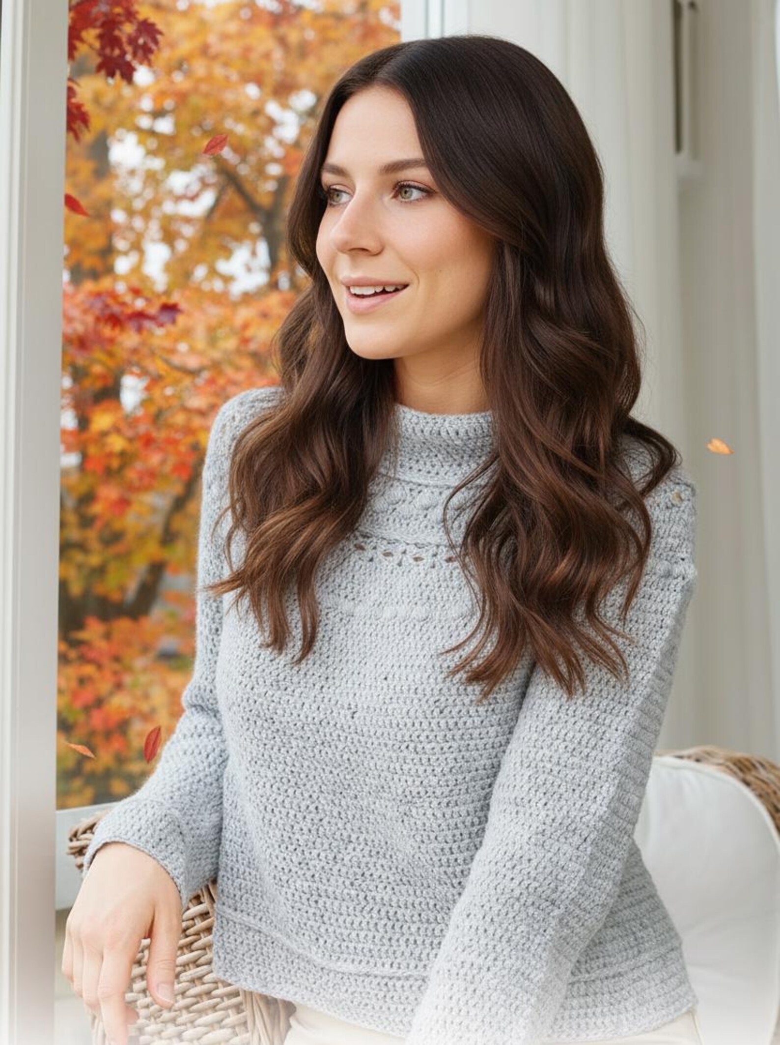 Crochet Pattern Sweater | Round Yoke Top Down | Bobble & Lace Stitch ...