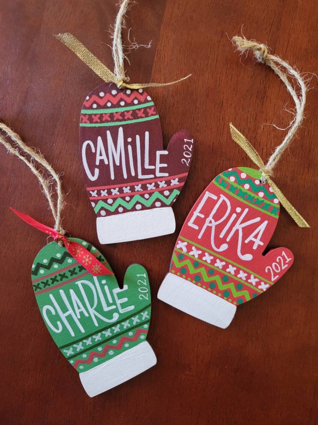 Personalized Handpainted Ornament | Mitten Cutout - Etsy