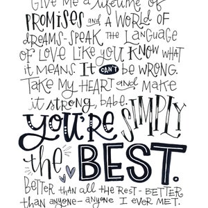 Simply the Best | Lyrics Print - Etsy