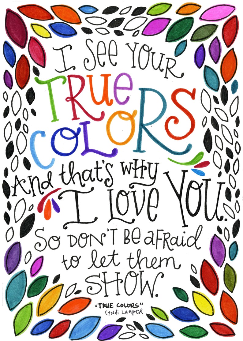 True Colors Lyrics Print - Etsy