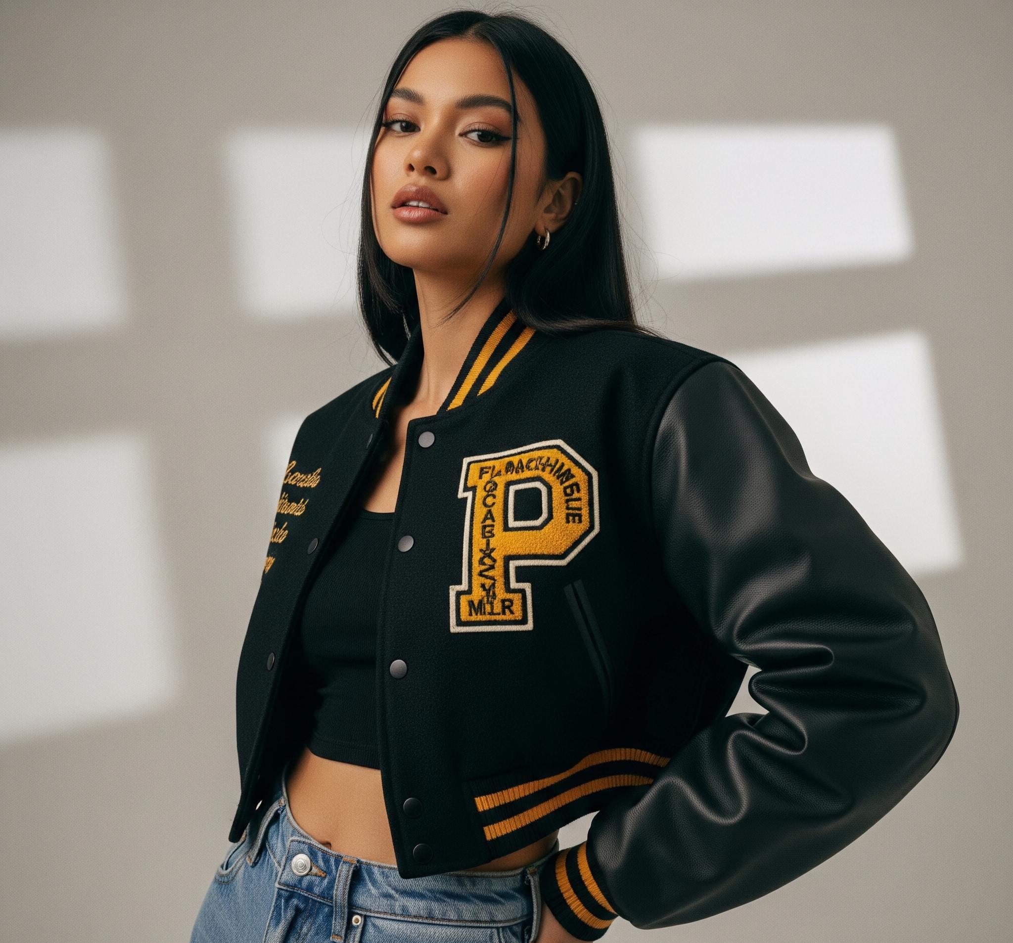 Custom Cropped Varsity Jacket for Women – Personalized Letterman Jacket ...