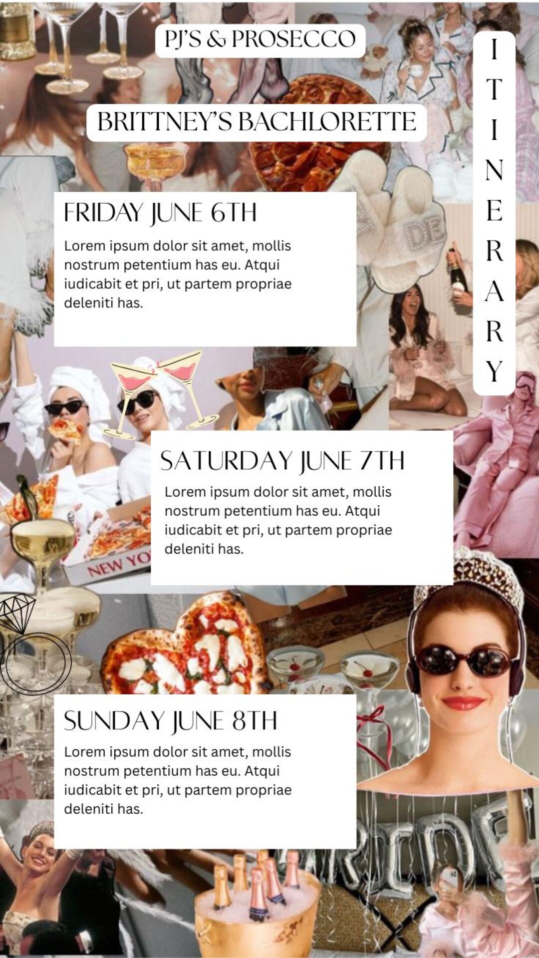Bachelorette Itinerary - Sleepover Theme - Etsy