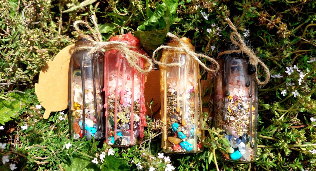Witch Spell Jar Set: Love, Protection, Grounding, Banishing - Etsy
