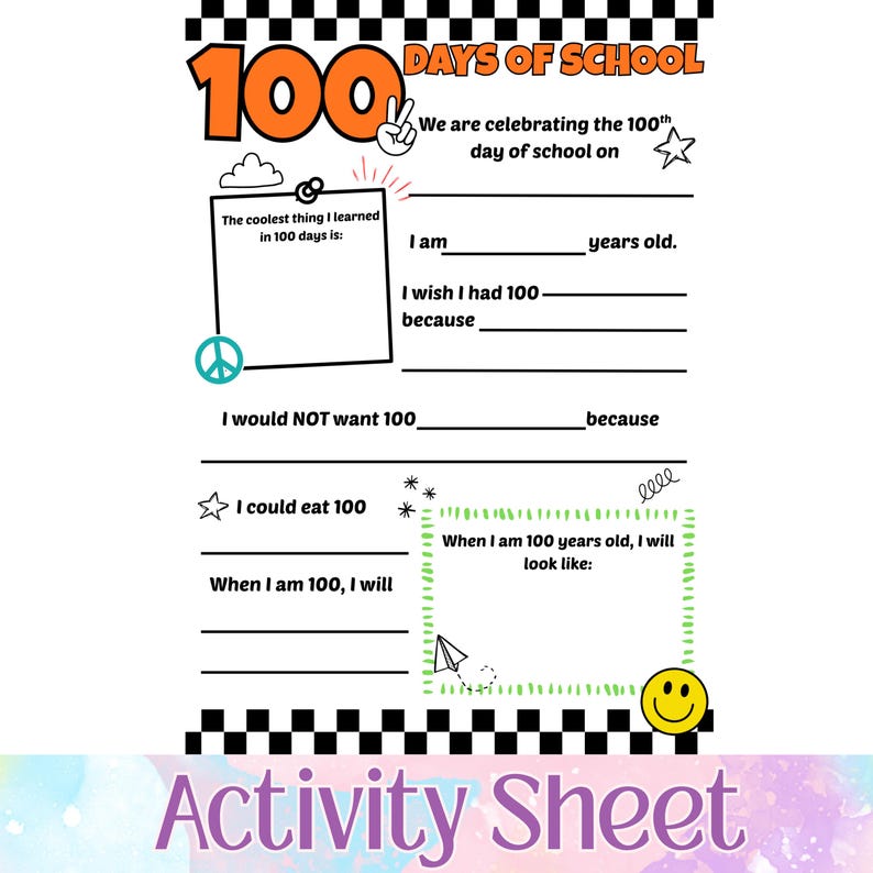 100 Days of School Activity Sheets, 100 Days of School Bundle, 100 Days ...