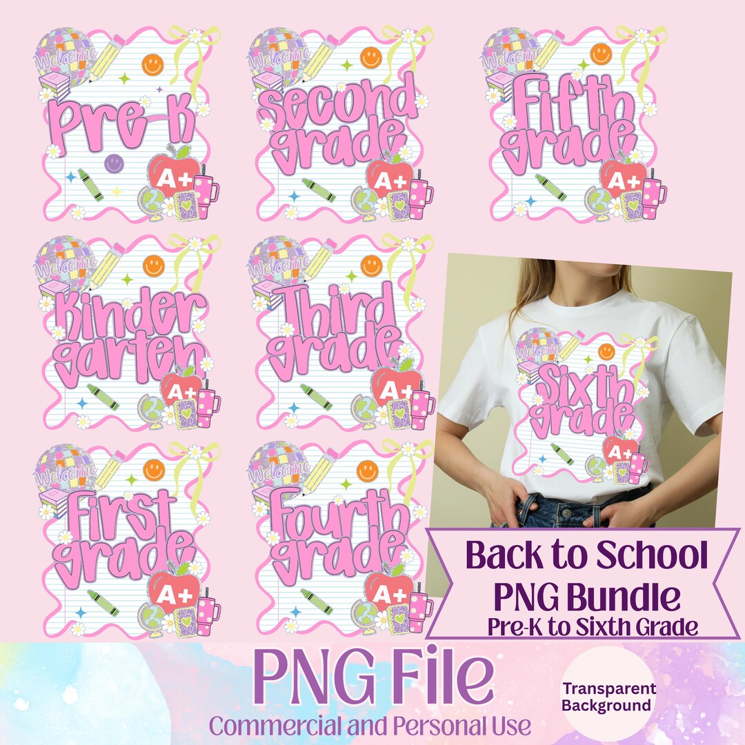 Preppy Back to School PNG Bundle, Teacher Shirt & Classroom Decor ...