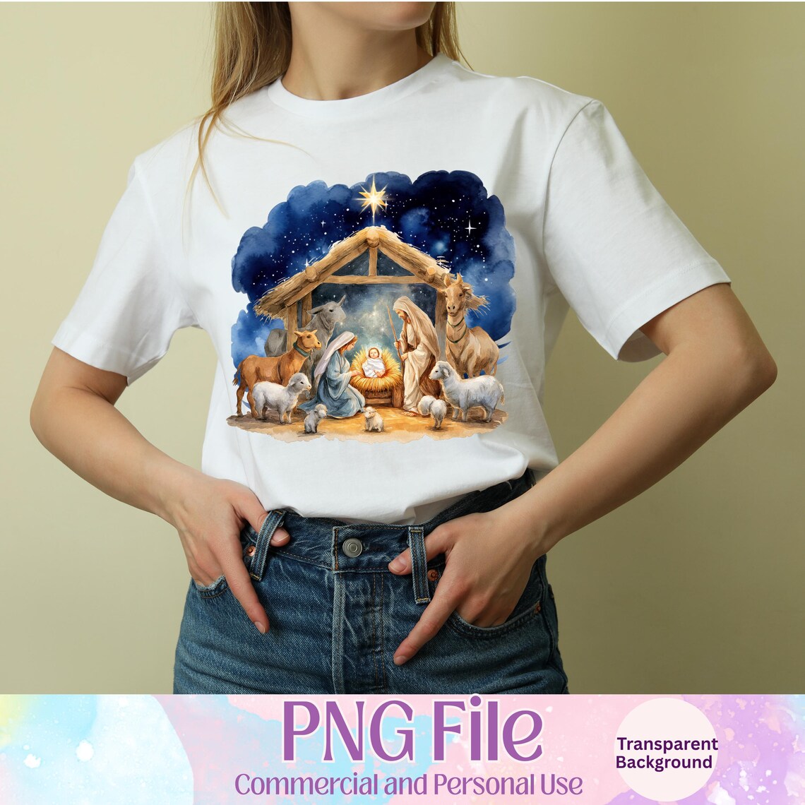 Watercolor Nativity Scene Clipart, Christmas PNG (digital Download) - Etsy