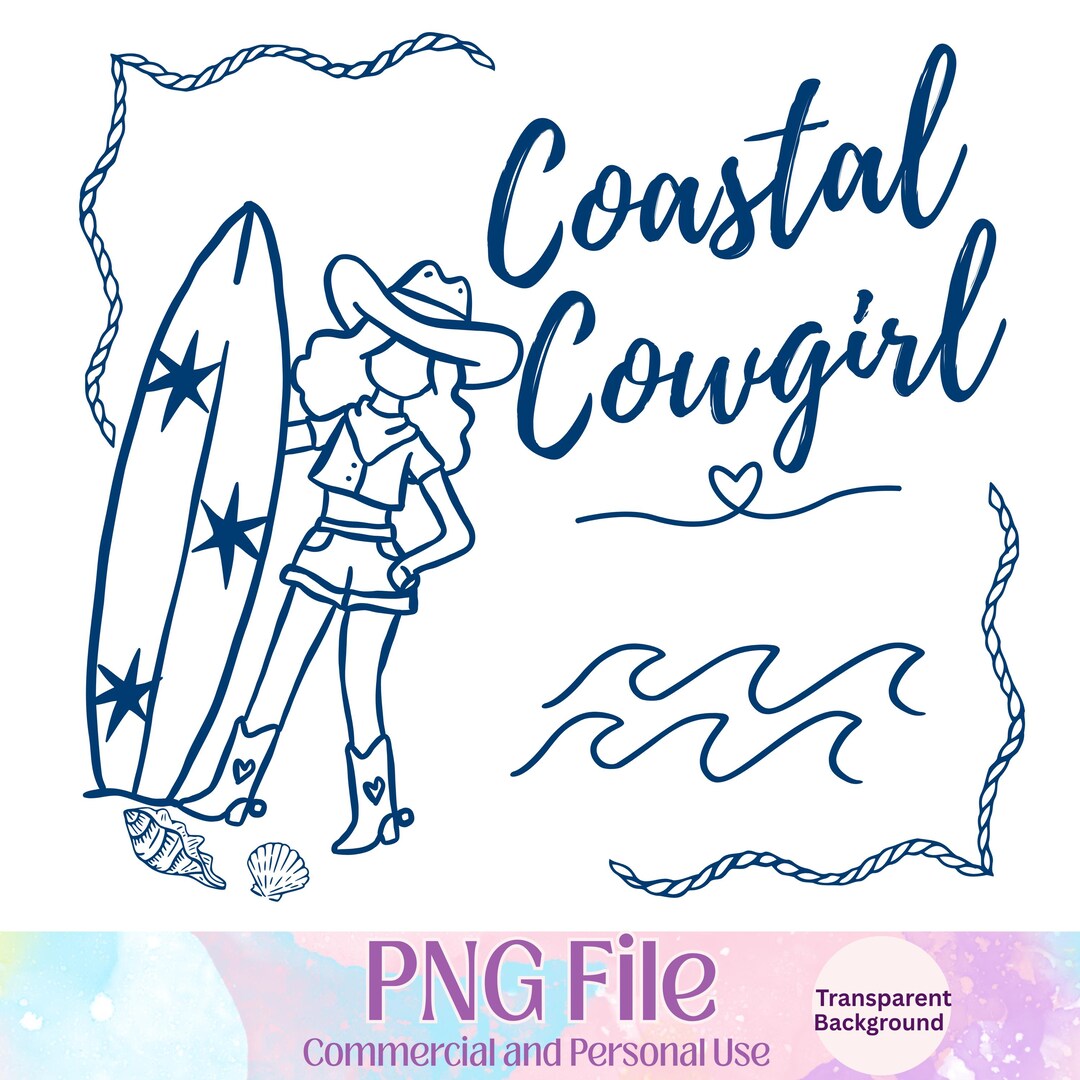 Coastal Cowgirl PNG, Preppy Summer Clipart (digital Download) - Etsy