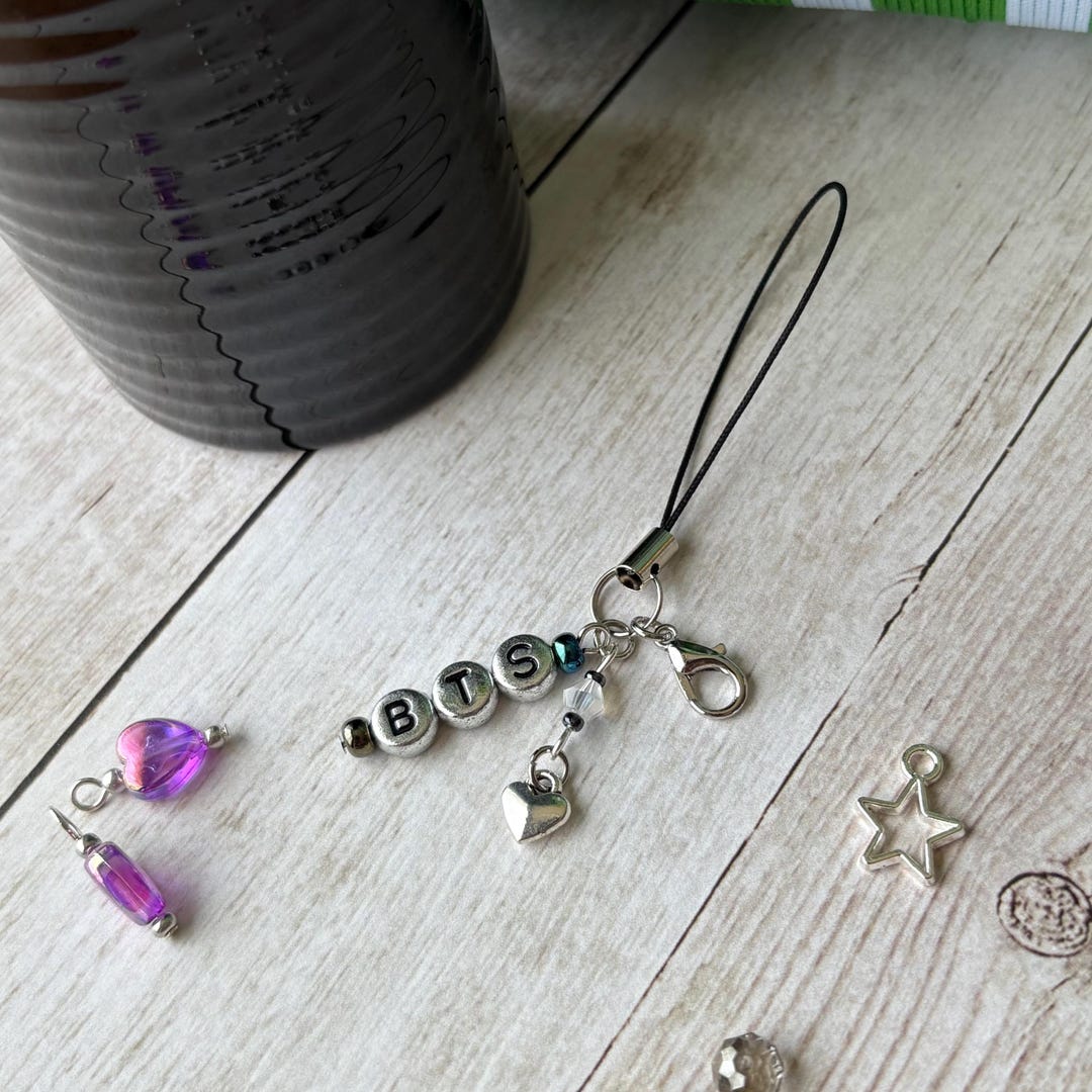 BTS Member Initials Charm Strap, Phone Charm Strap, Bag Charm, Purse ...