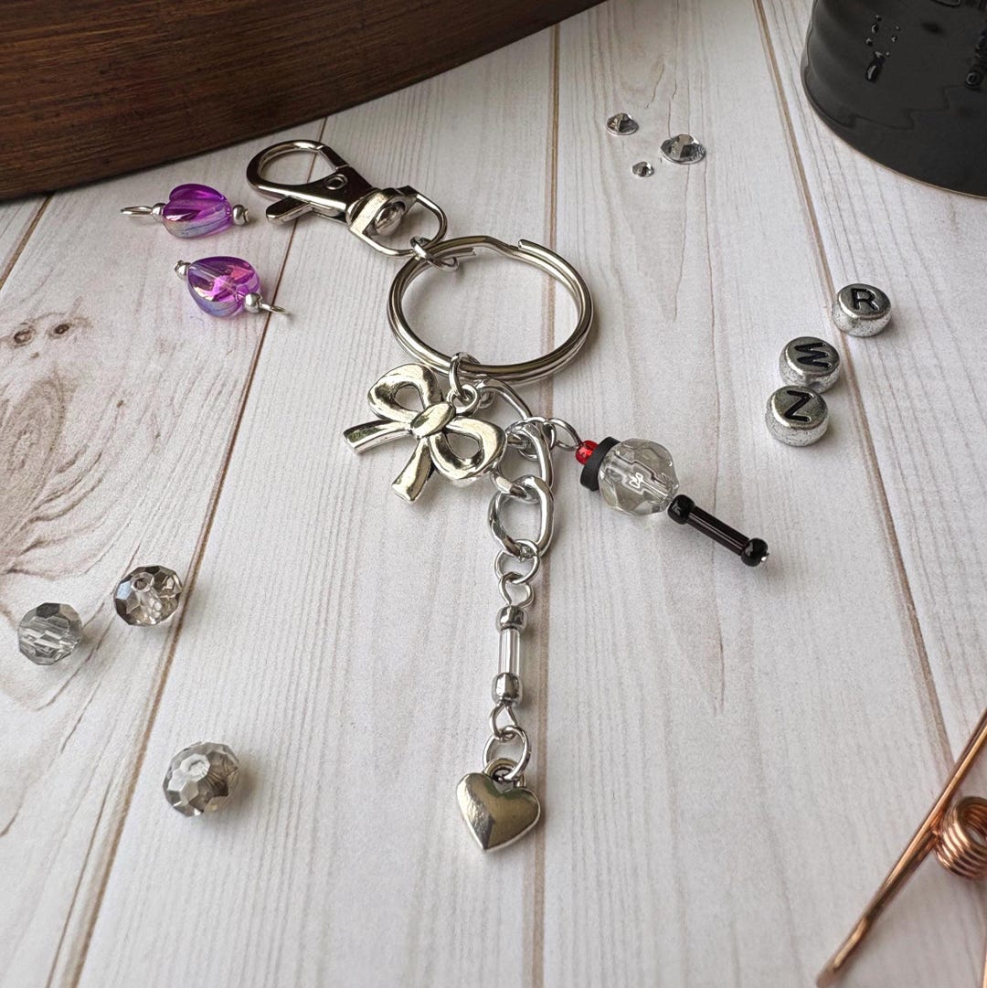 OT7 Light Stick Charm: Key Chain With Bow, Tiny Heart Dangle, Bag Charm ...
