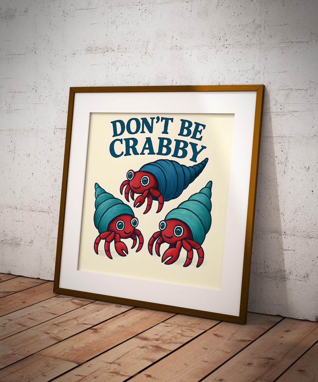 Don't Be Crabby Hermit Crab Digital Print – Colorful Beach Wall Art ...