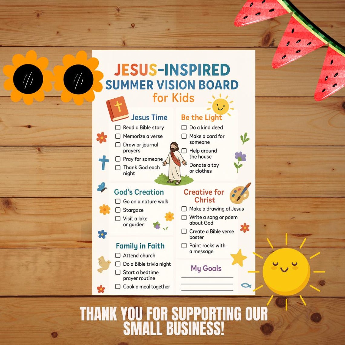 Jesus-inspired Summer Vision Board for Kids | Faith-based Printable ...