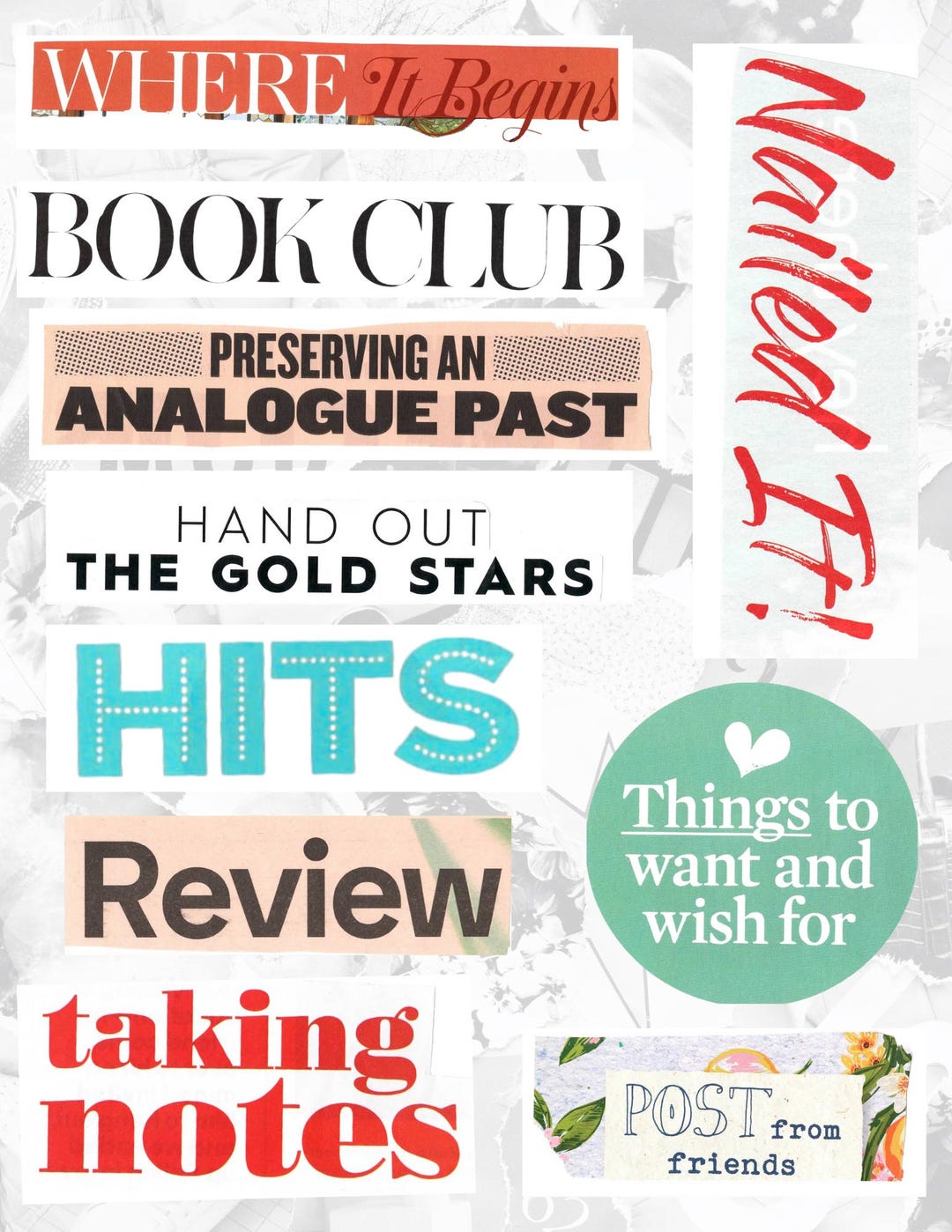 Magazine Headline Cutout Stickers - Journal Words & Phrases, Scrapbook ...