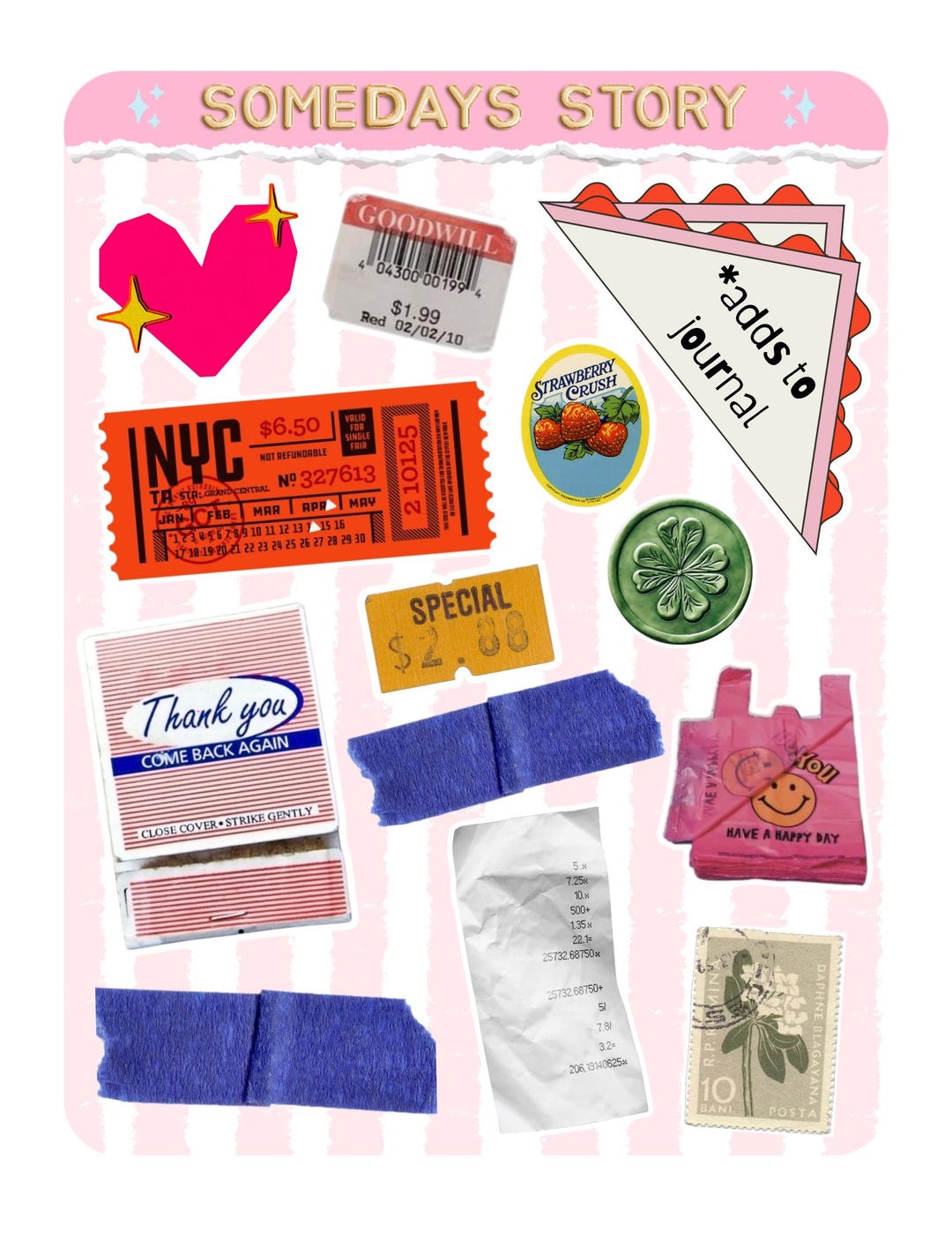 Add to Journal Sticker Sheet – for Junk Journals, Planners, Scrapbooks ...