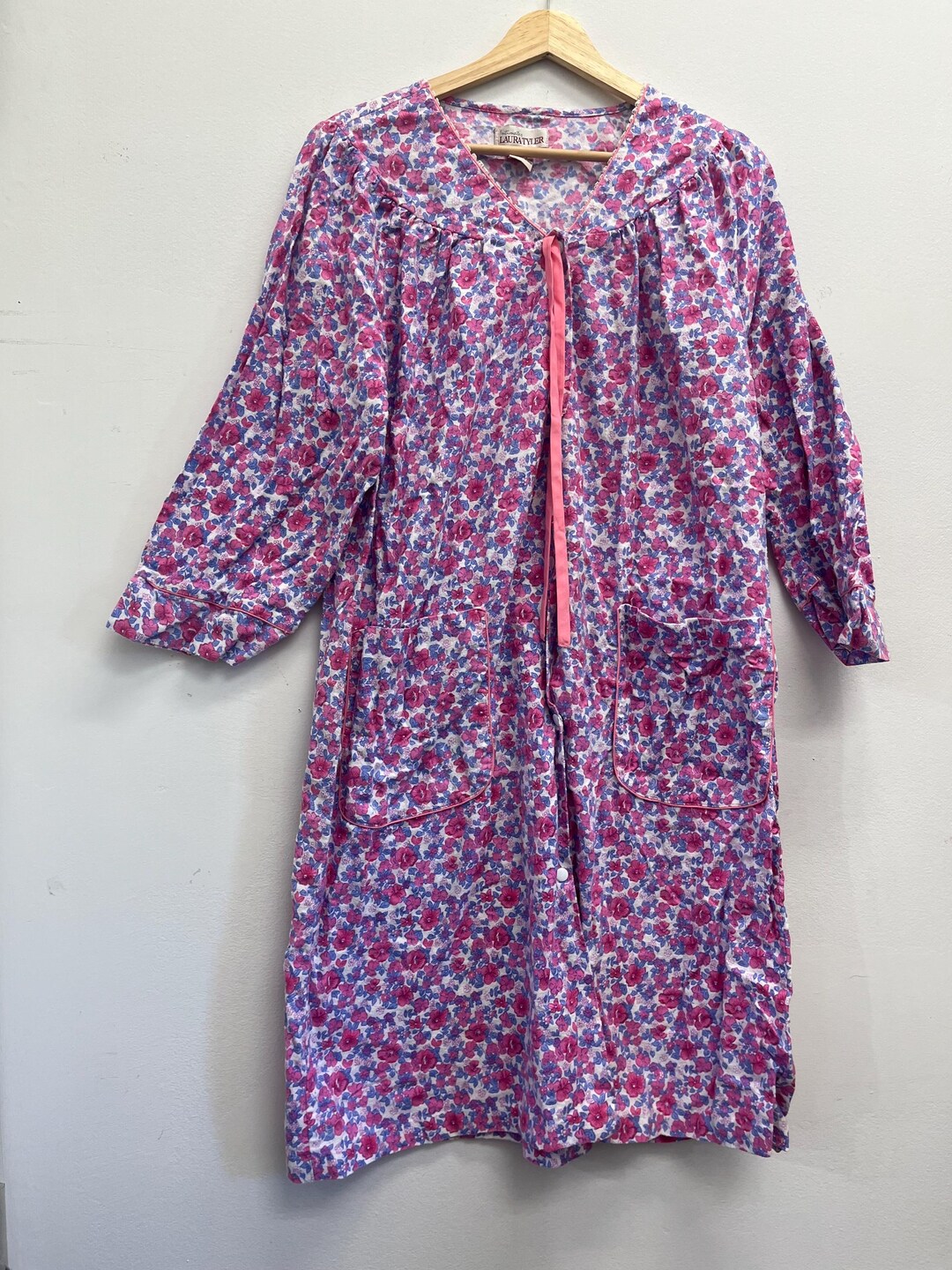 Vintage Laura Tyler Pink & Purple Floral Nightgown Size M - Etsy