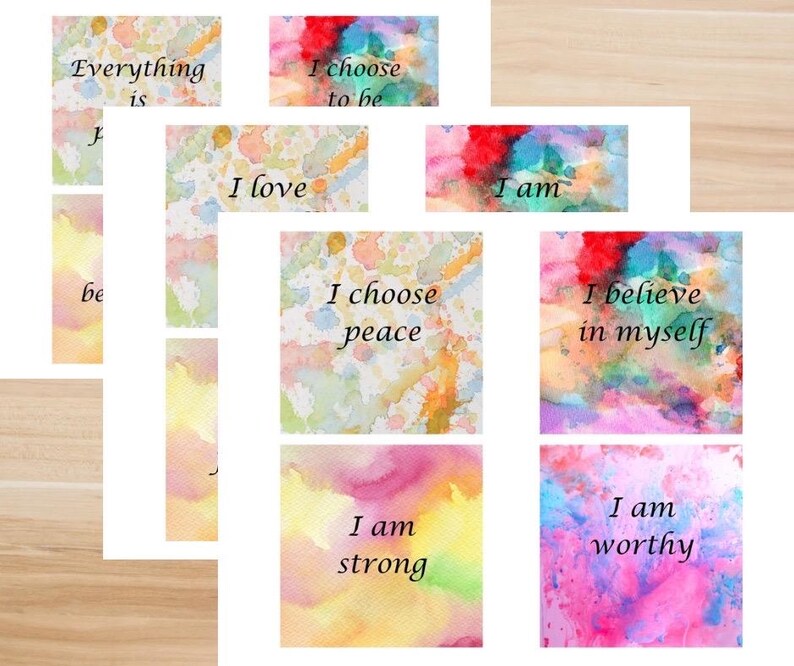 Positive Affirmation Cards, Watercolor Printable, Digital Download ...