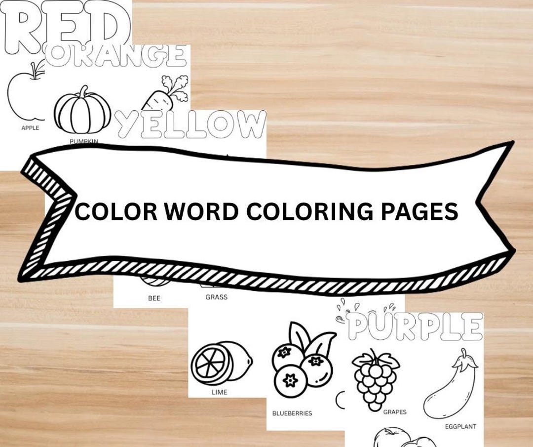 Color Word Coloring Pages, Digital Download, Educational Coloring ...