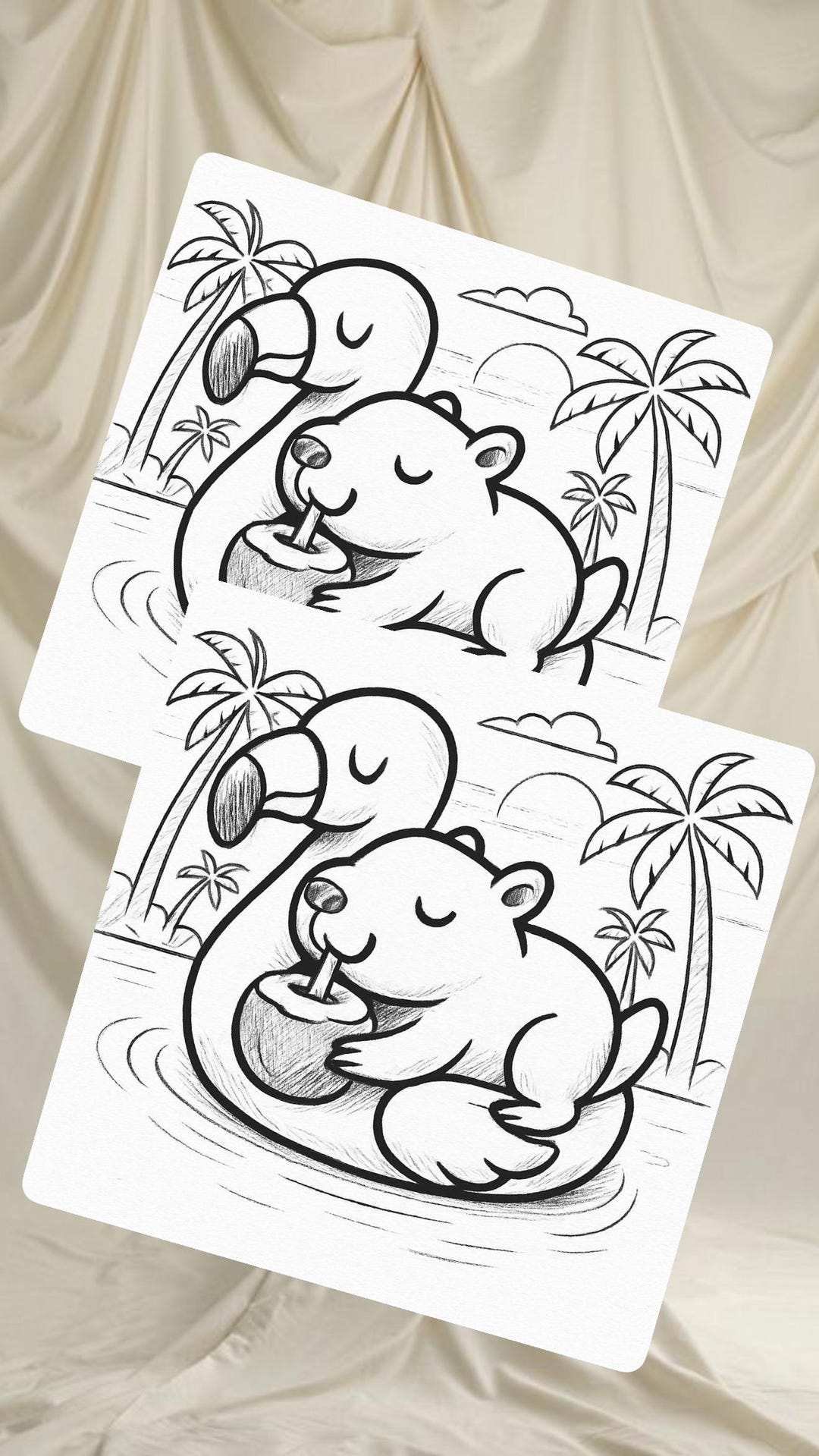 Summer Capybara Coloring Page, Digital Product! - Etsy