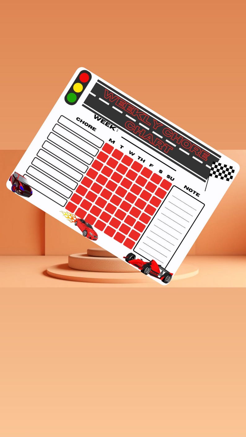 Race Car Themed Chore Chart, Digital Download, Editable PDF, Kids ...